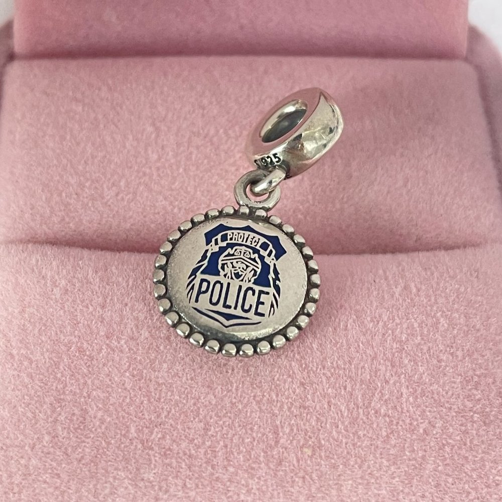 Pandora Police Badge Exclusive Charm Dangle Pendant - Gem